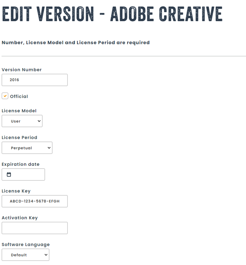 Process for adding software and versions – Knowledgebase