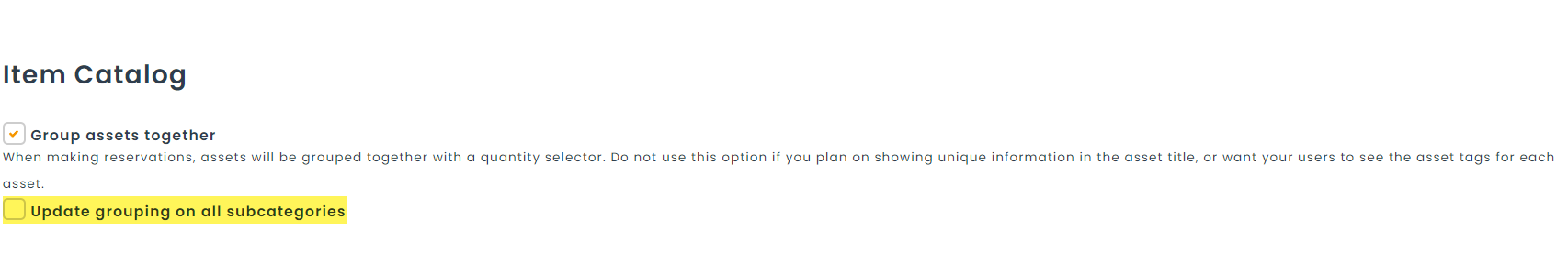 Grouping assets together for reservations and loaners – Knowledgebase